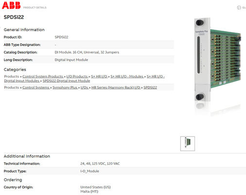 Digital Input Type SPDSI22 ABB Module 100% New And Origin