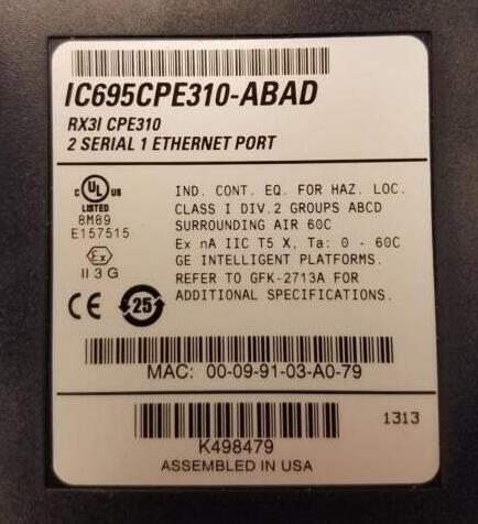 General Electric IC695CPE310 CPU in the GE Fanuc PACSystem RX3i Series